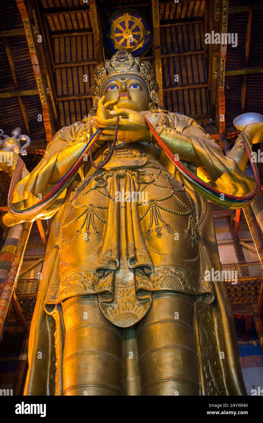 Mongolia?s largest standing, 60 feet tall Buddha inside temple at ...