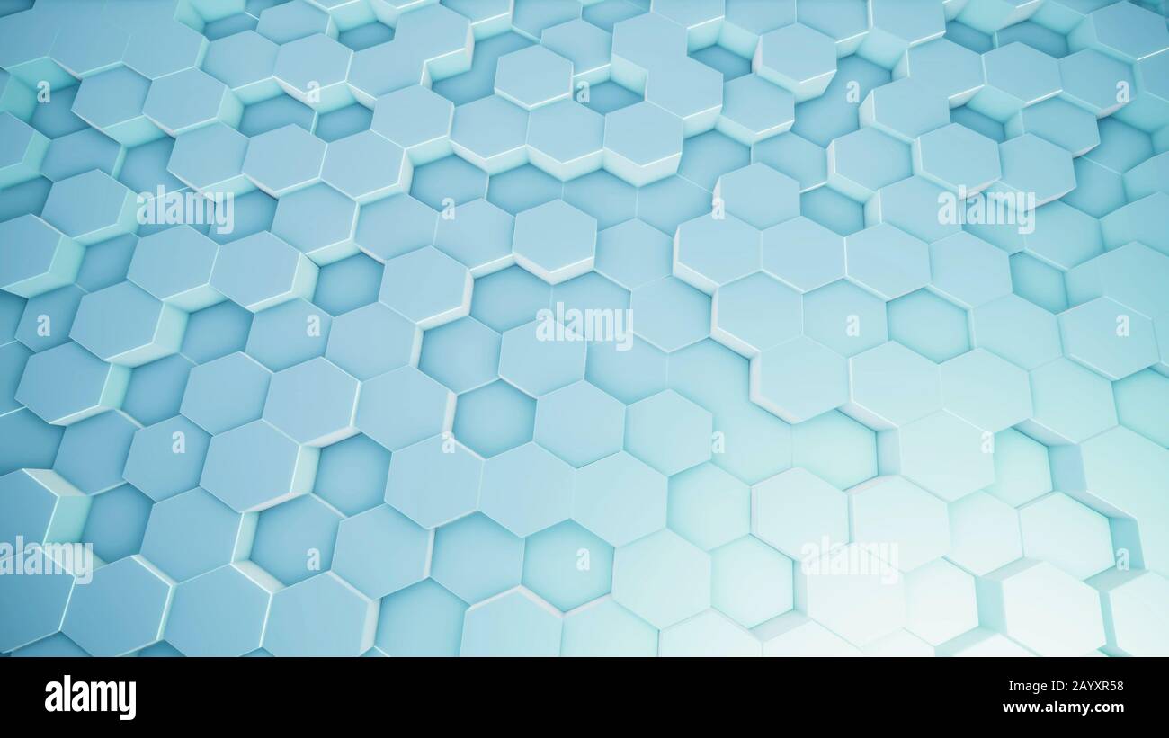 3D rendering of abstract hexagonal geometric surfaces in virtual space ...