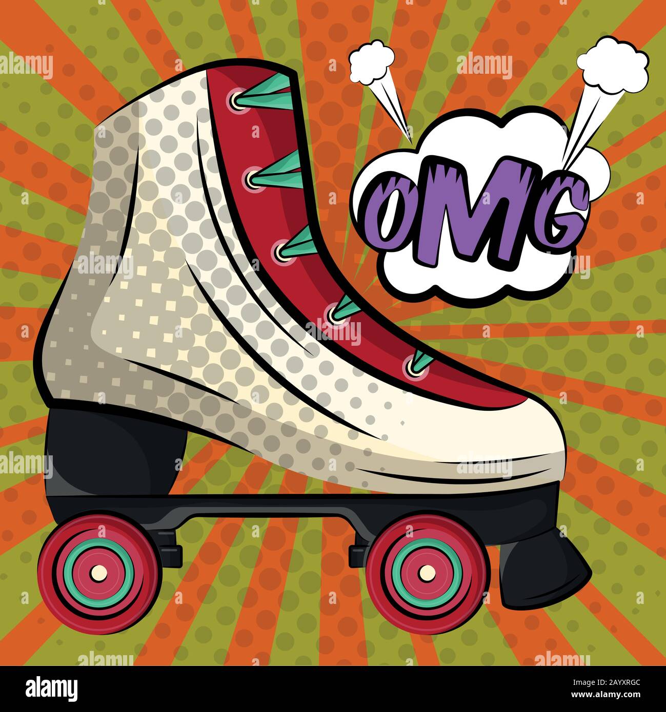 Retro roller skate on a comic background Stock Vector Image & Art - Alamy