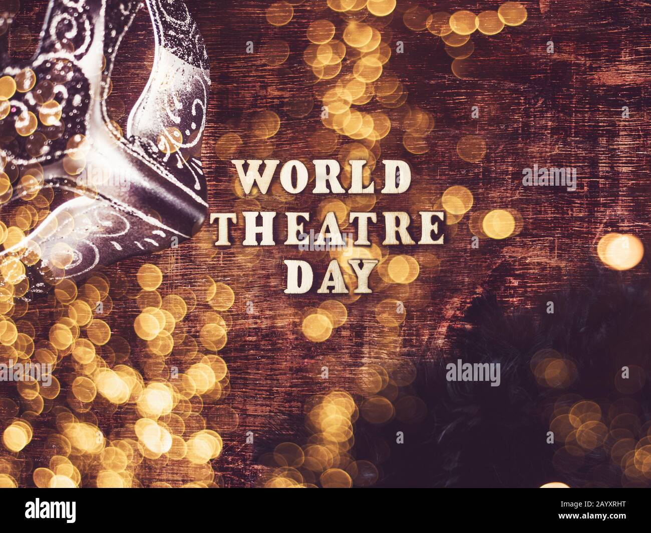 Happy THEATRE DAY. Beautiful greeting card. Isolated background Stock ...