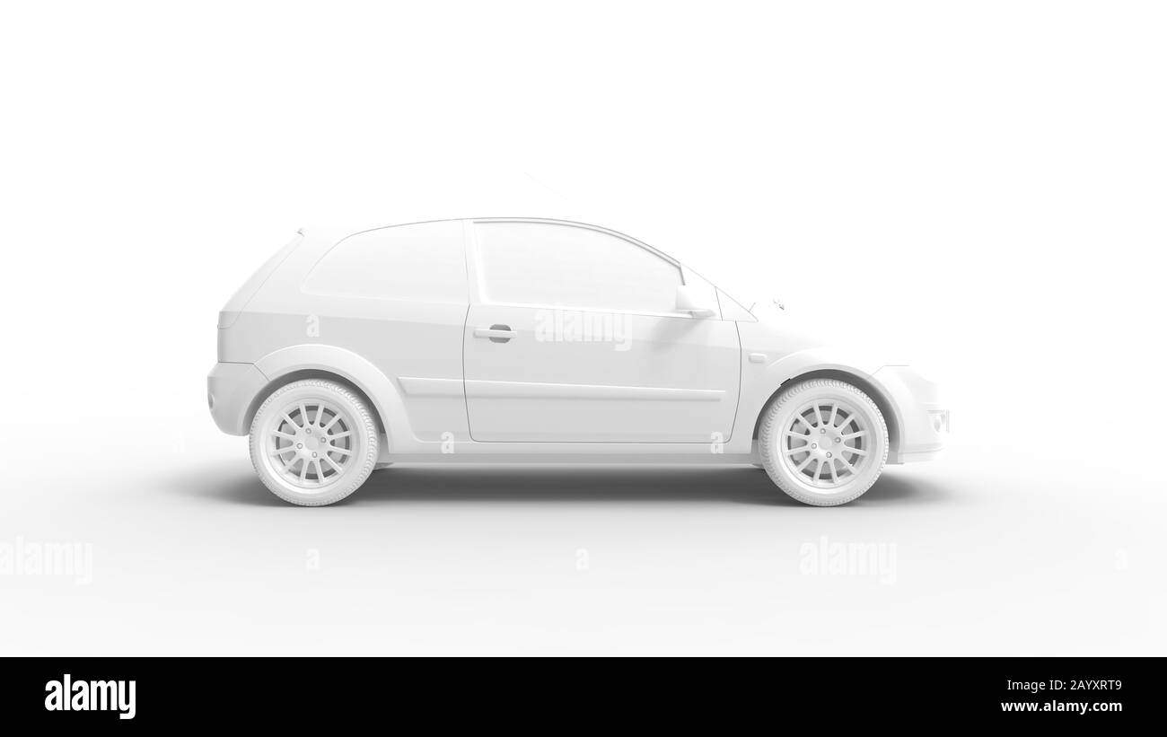 3D rendering of a computer generated model of a hatchback car isolated ...