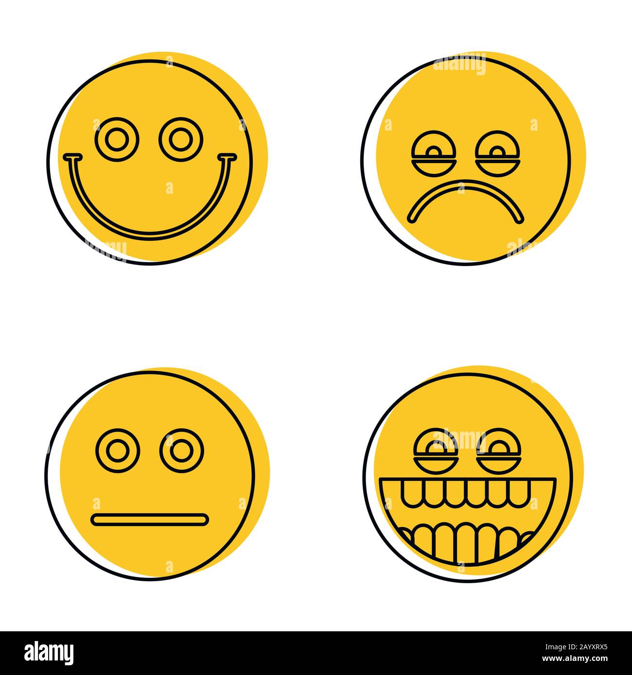 Emoji, emoticons icons in line style isolated on white background ...