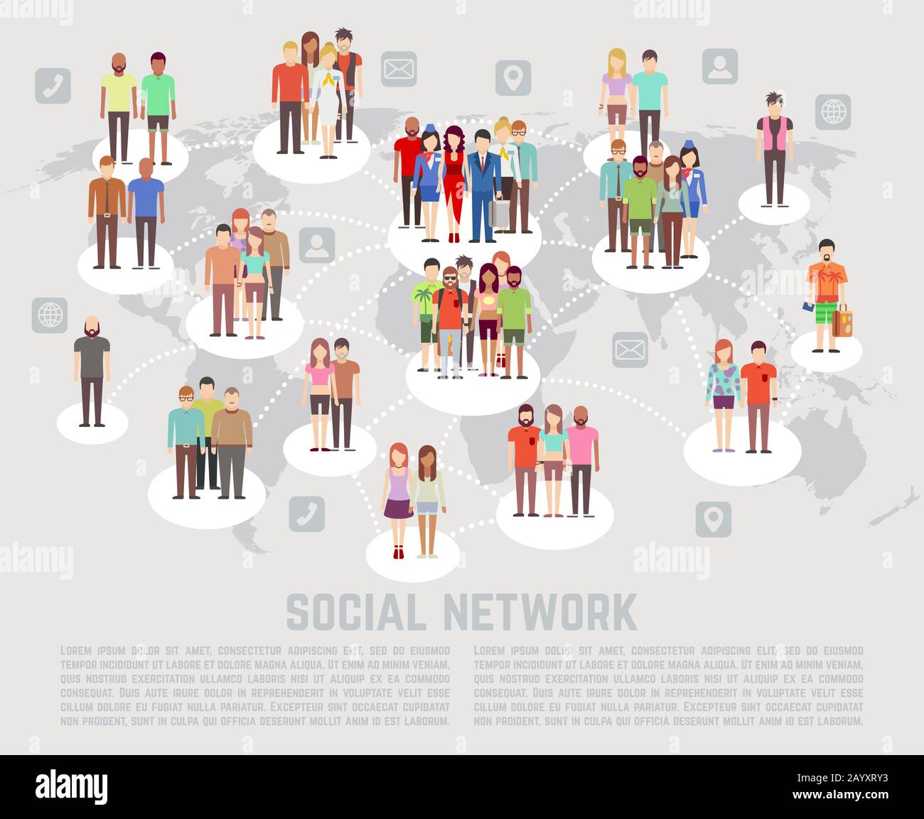 Social networking map Stock Vector Images - Alamy