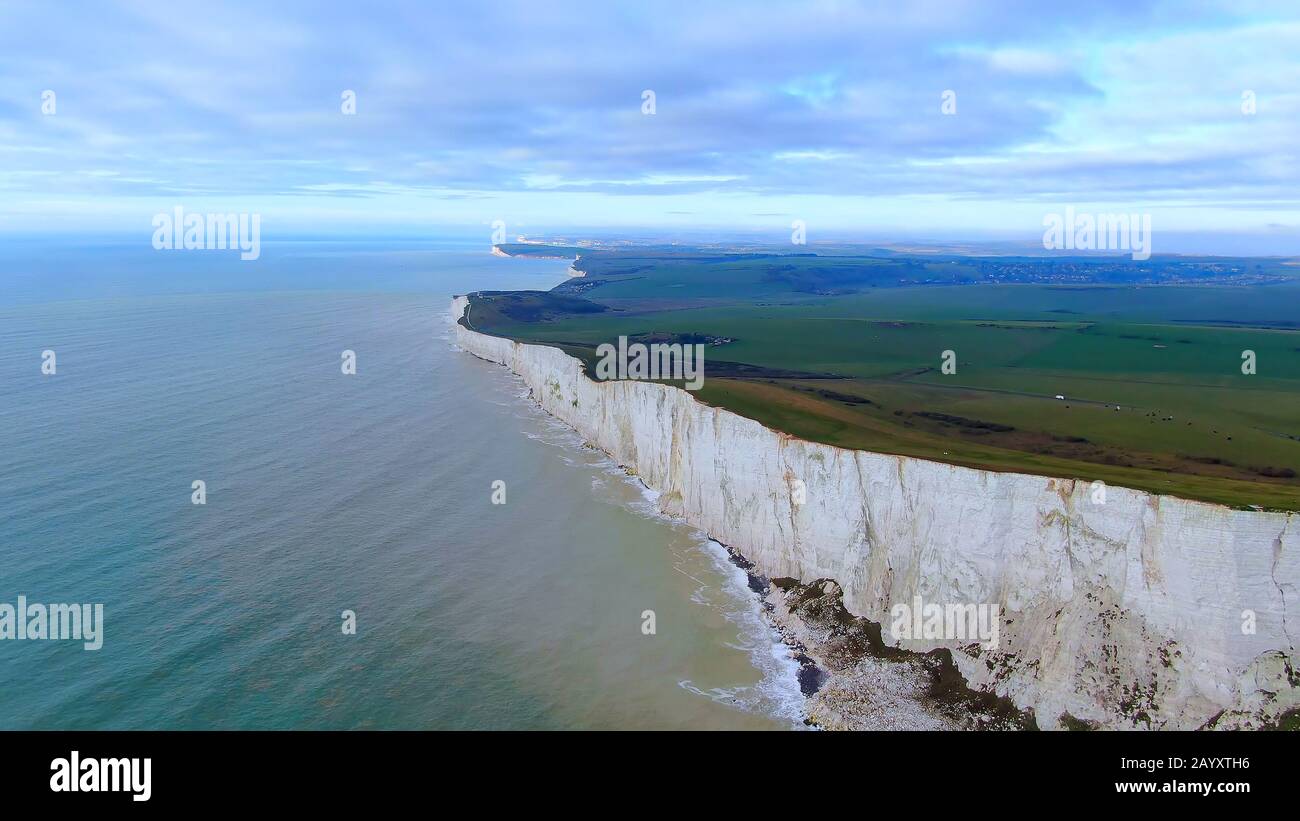 White cliffs at the English coast - aerial view Stock Photo - Alamy