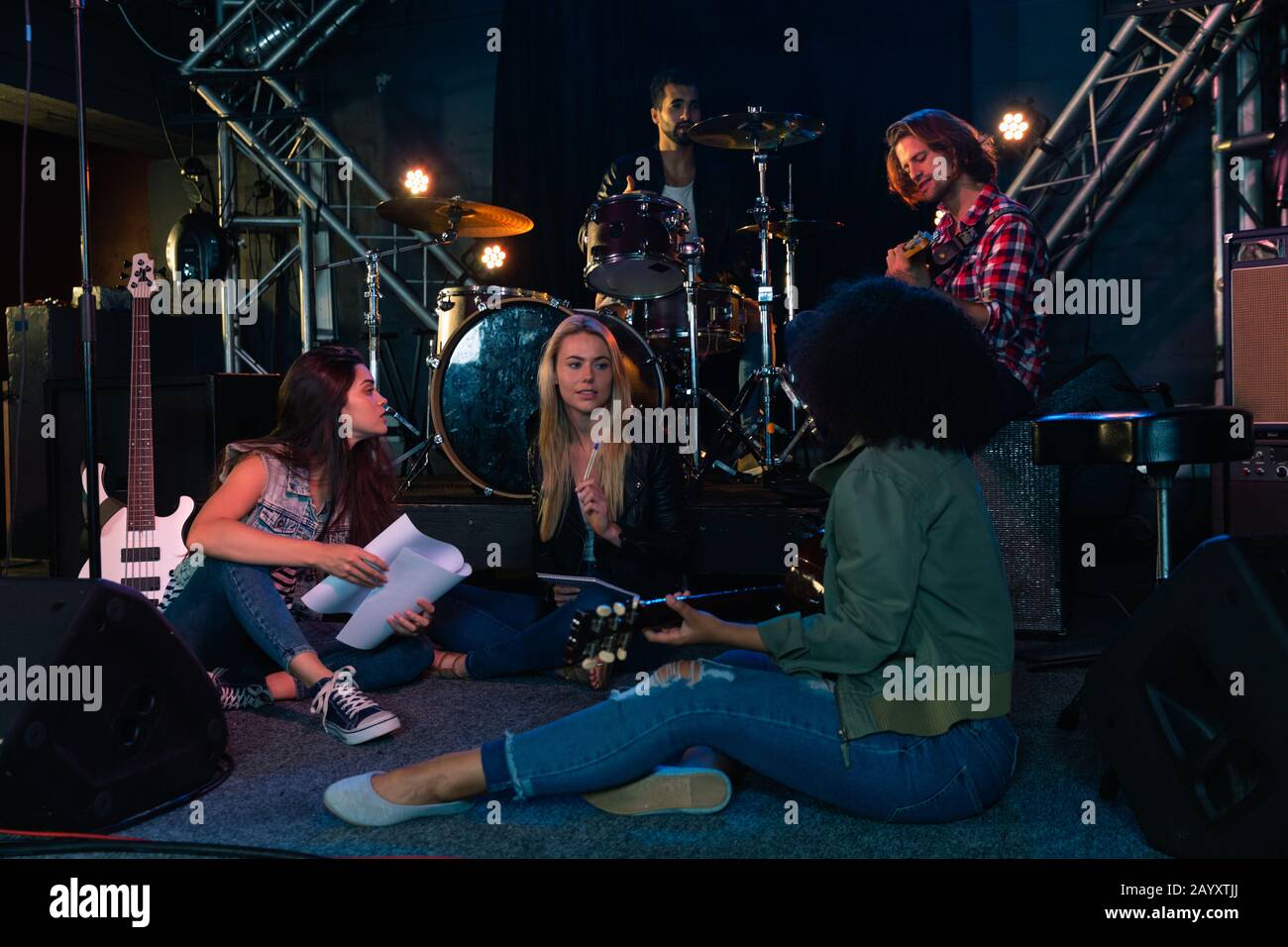 Band practicing and preparing before the concert Stock Photo - Alamy