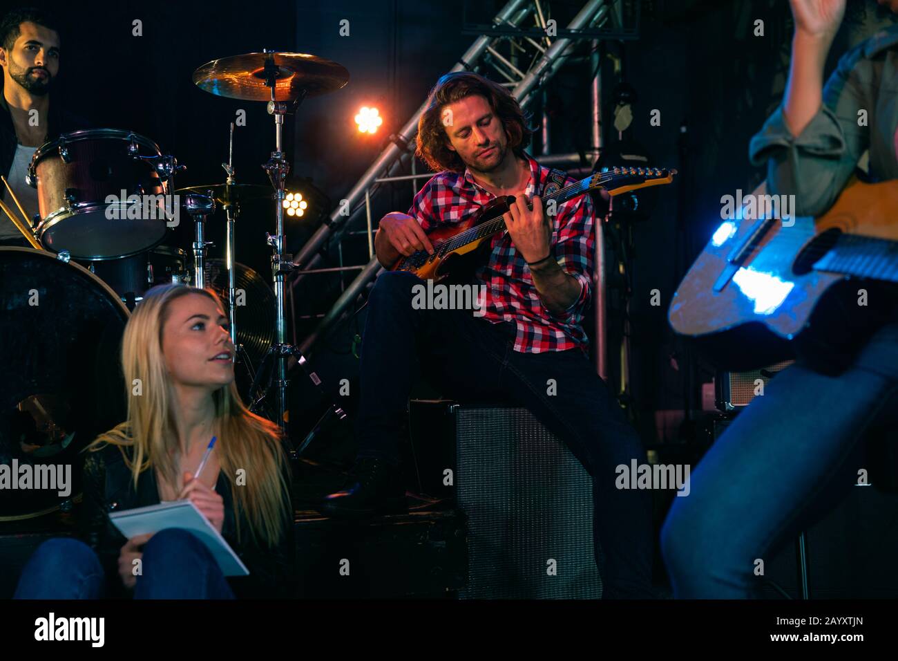 Guitarist practicing and preparing before the concert Stock Photo - Alamy