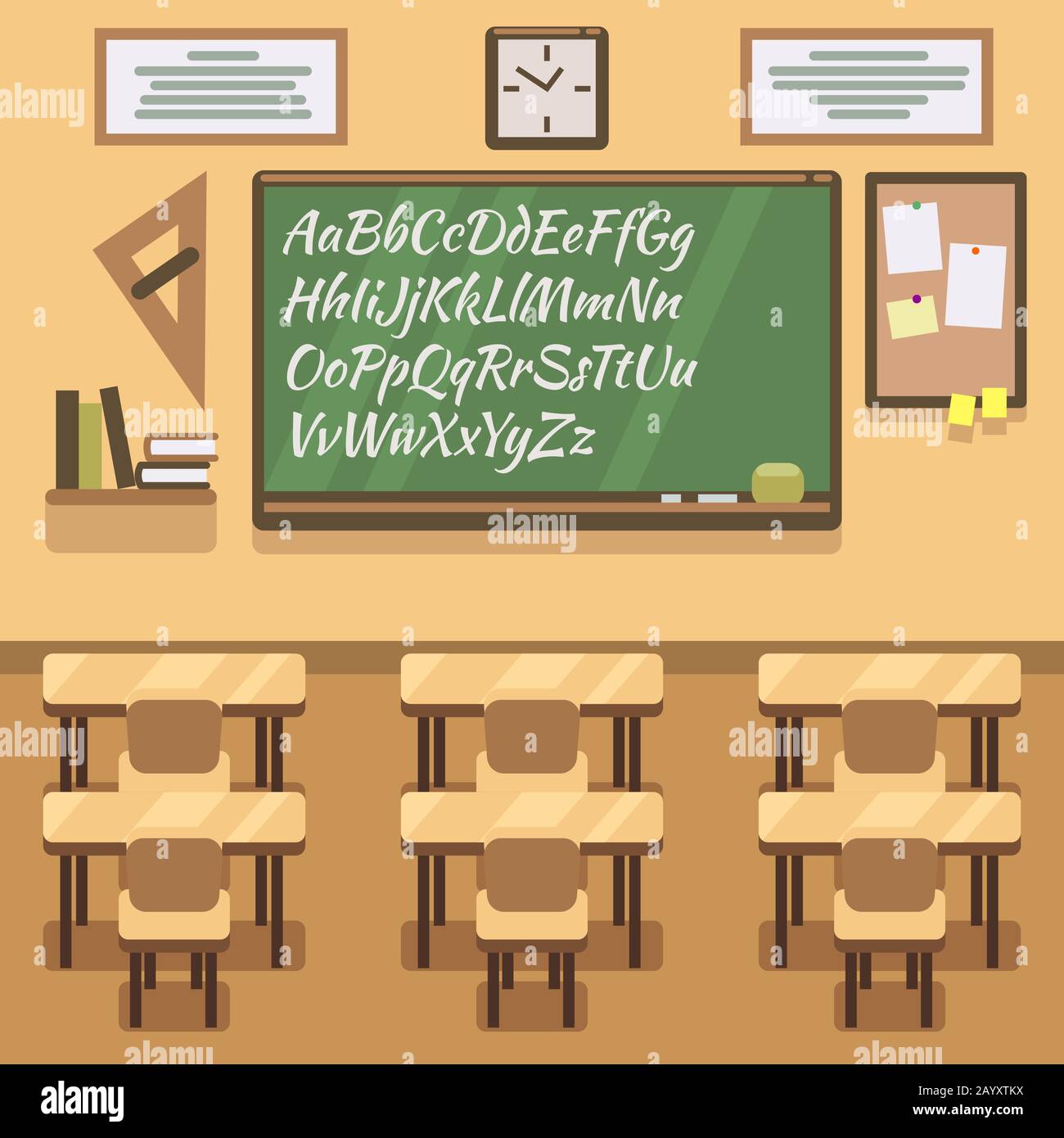 School, university, institute, college classroom with chalkboard and ...