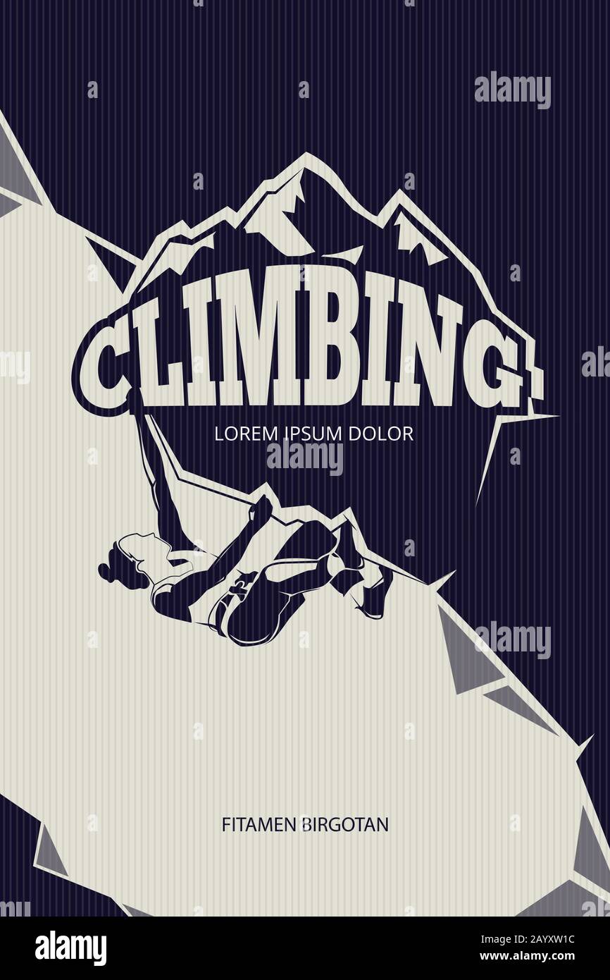 Climbing, trekking, hiking, mountaineering vector background. Mountain ...