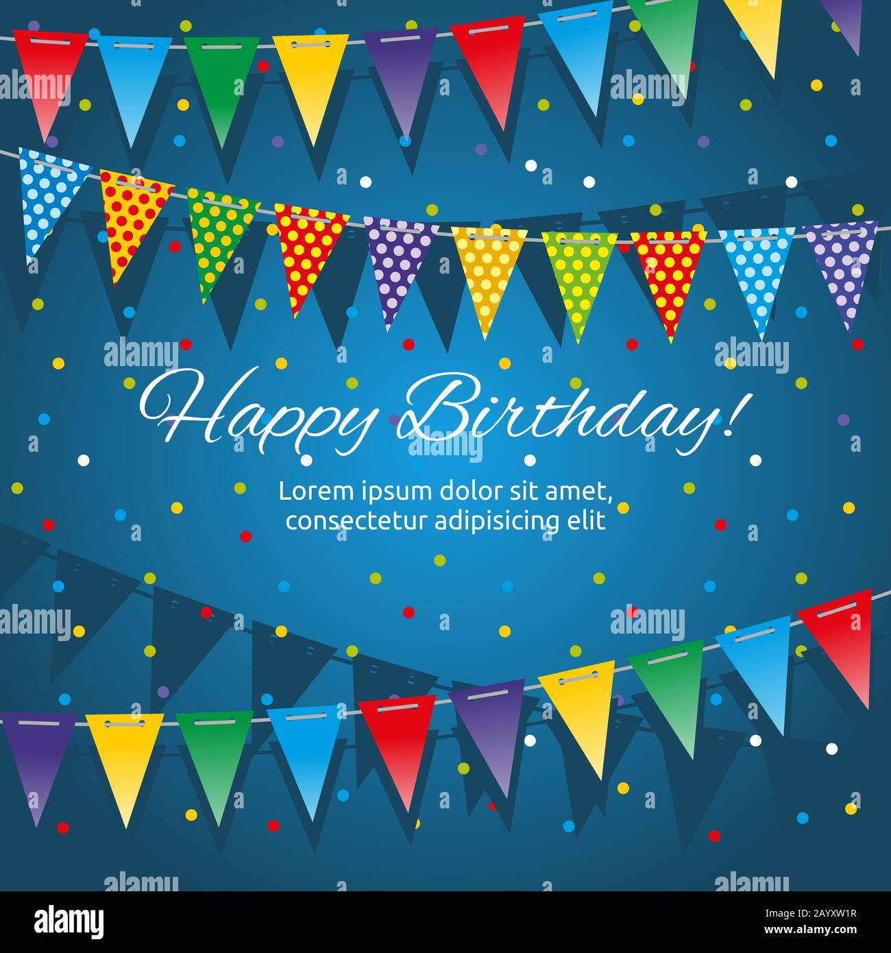 Carnival party vector background with multicolored bunting flags ...