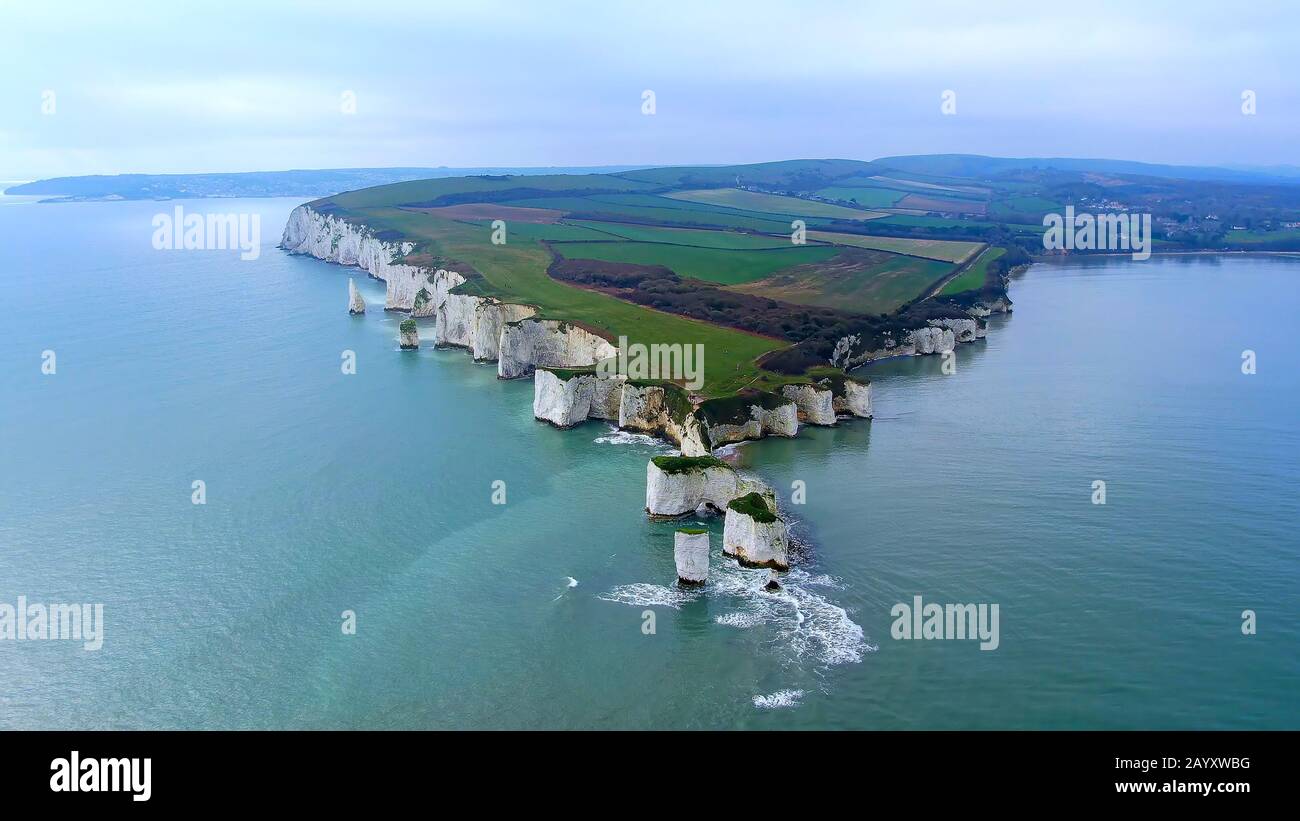 Old harry rocks in england aerial view hi-res stock photography and ...