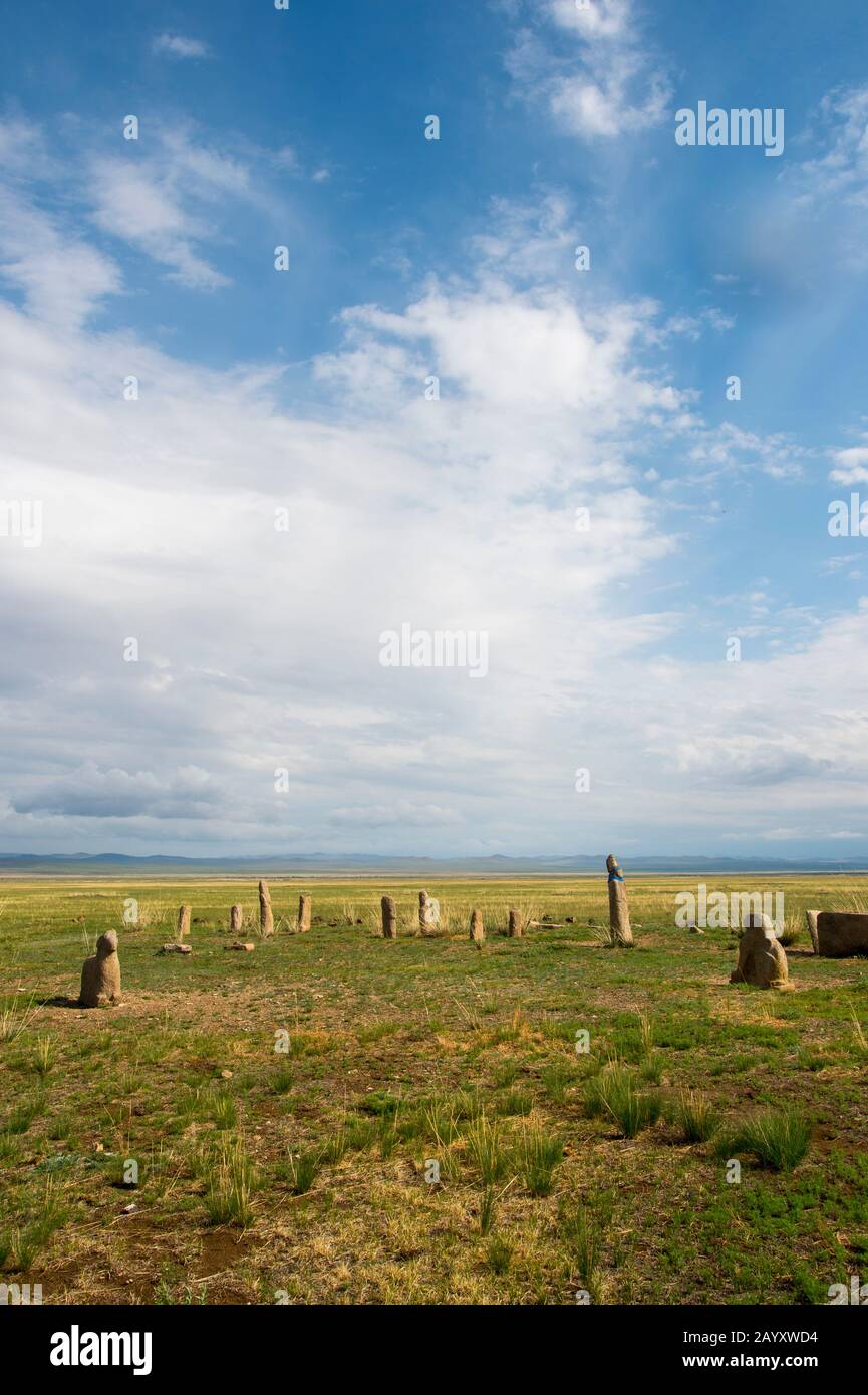 Ongot grave (Neolithic grave), in Tuul River valley, Hustai National ...