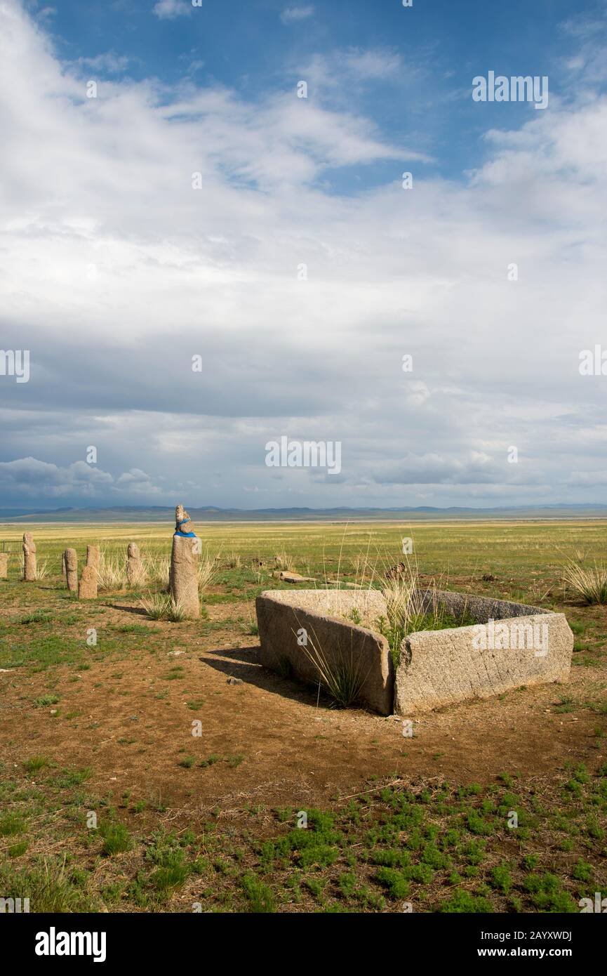 Ongot grave (Neolithic grave), in Tuul River valley, Hustai National ...