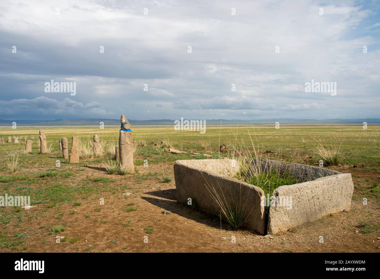 Ongot grave (Neolithic grave), in Tuul River valley, Hustai National ...