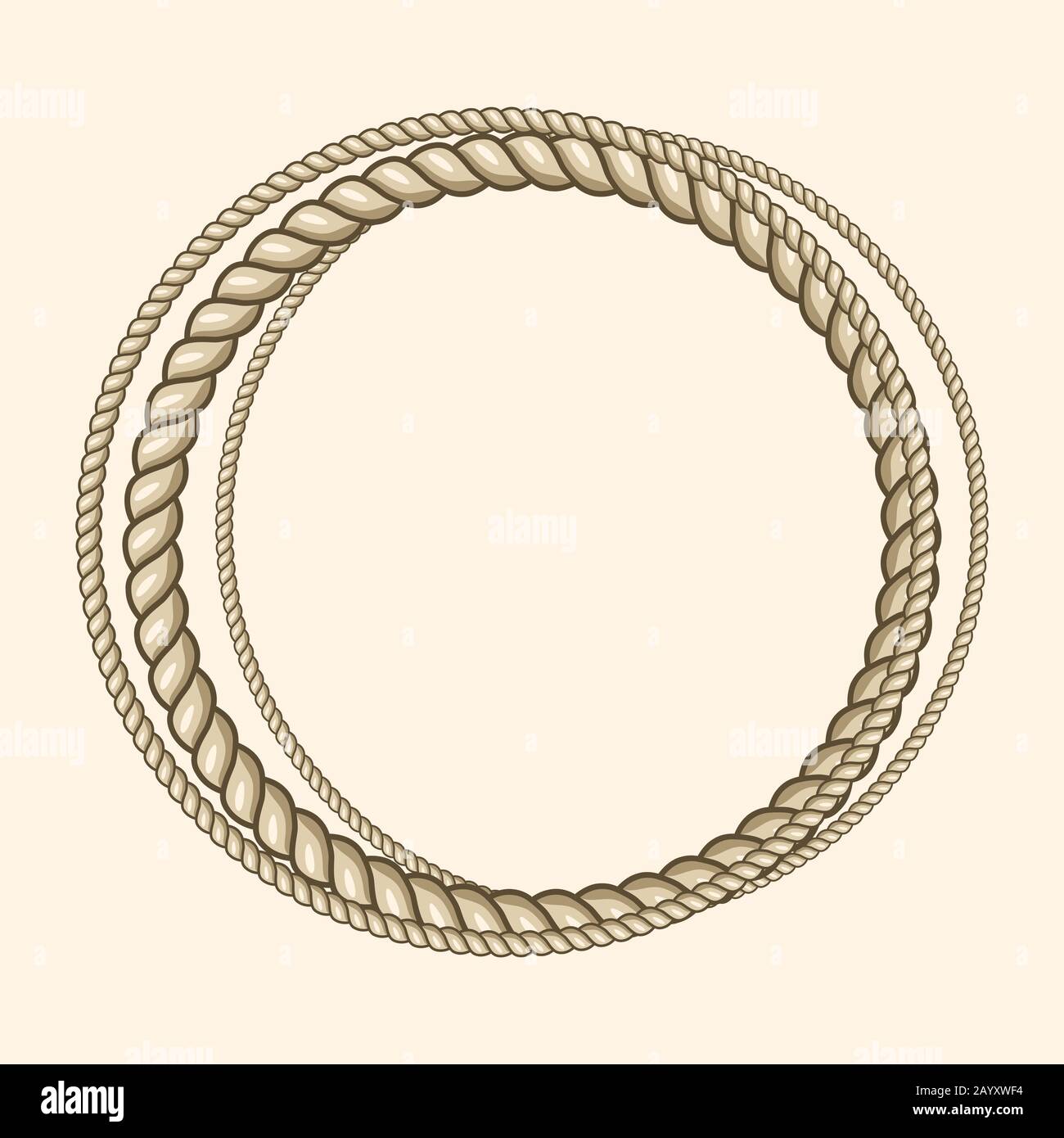 Round marine ropes frame for text. Vintage nautical style, vector ...
