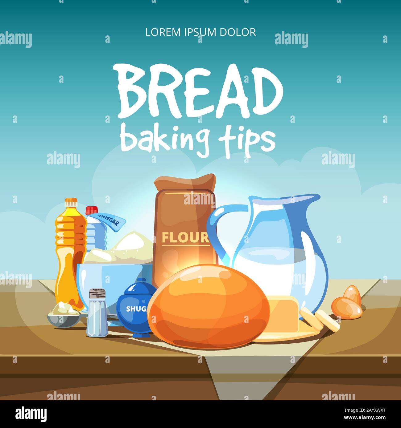 Food baking ingredients vector background. Ingredients for baking and ...