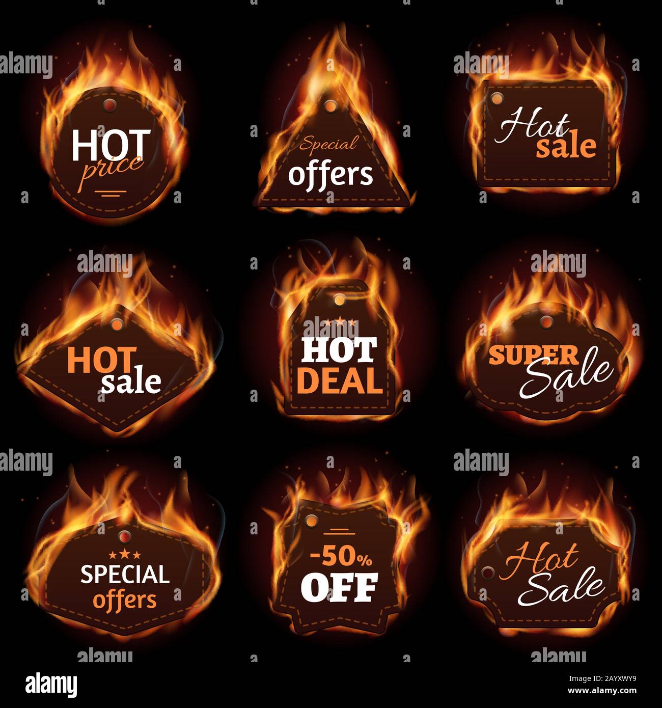 Hot fire sale, price, deal, offer labels, tag, badge set. Tag for ...