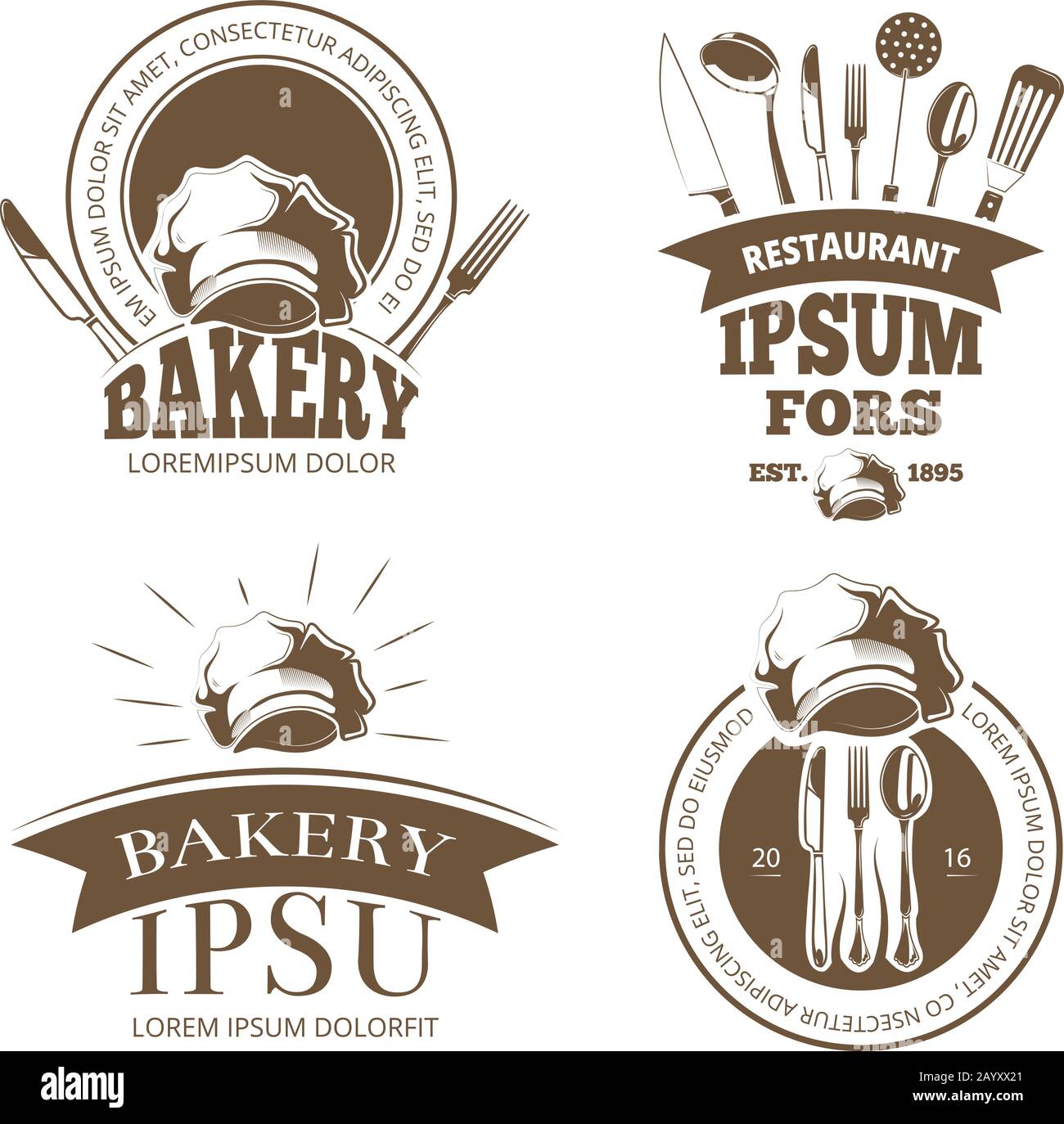 Restaurant menu design, vector labels, emblems, badges, logos. Label ...