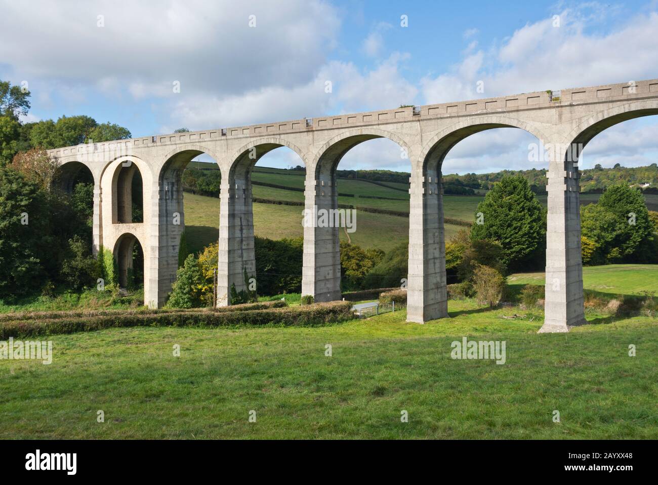 The imposing ten-arched Cannington viaduct on the disused Axminster ...