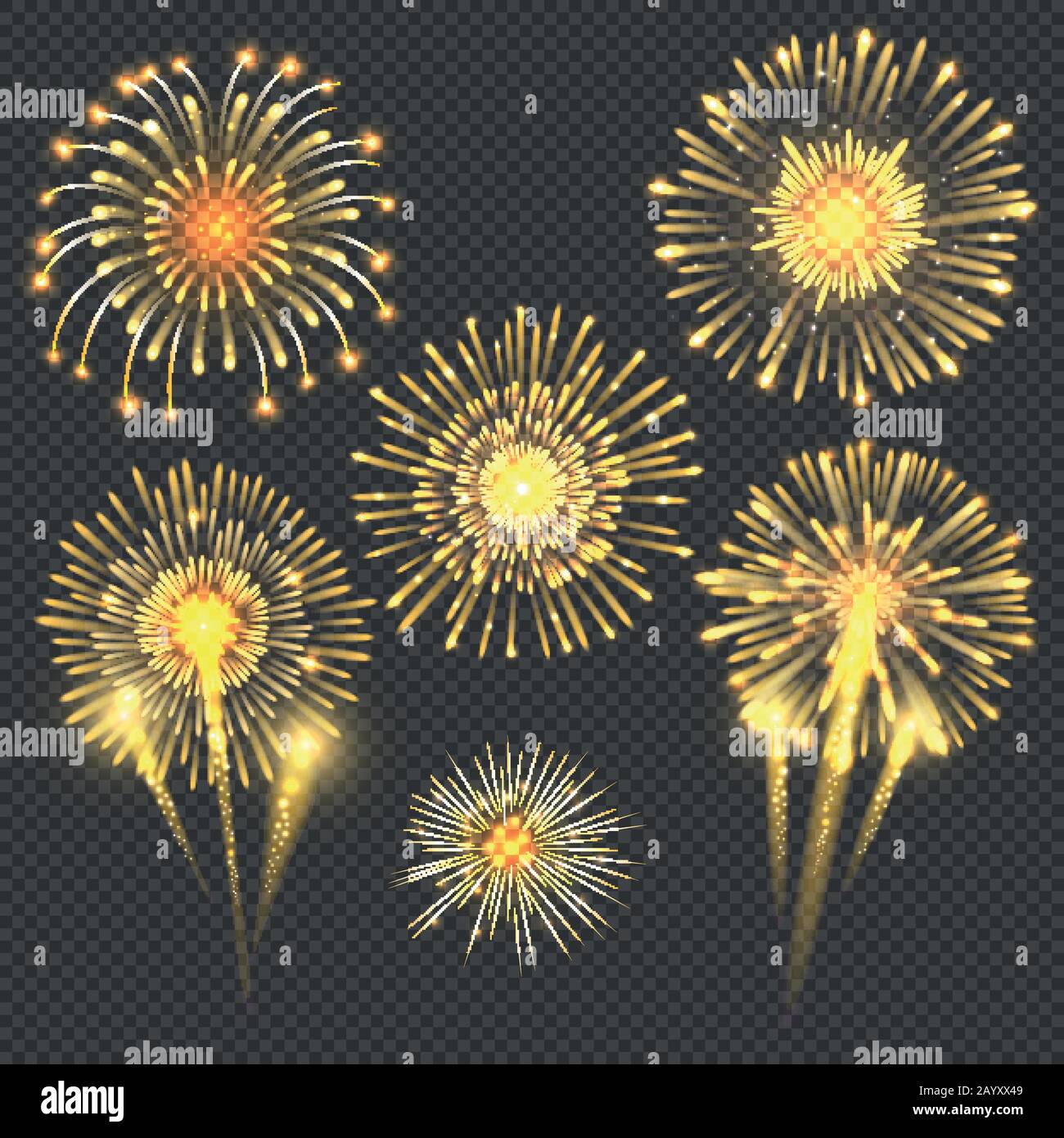 Vector celebratory gold firework salute burst on transparent background ...