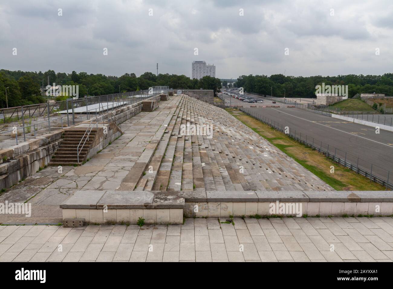View along the concrete seating on the the main grandstand overlooking ...