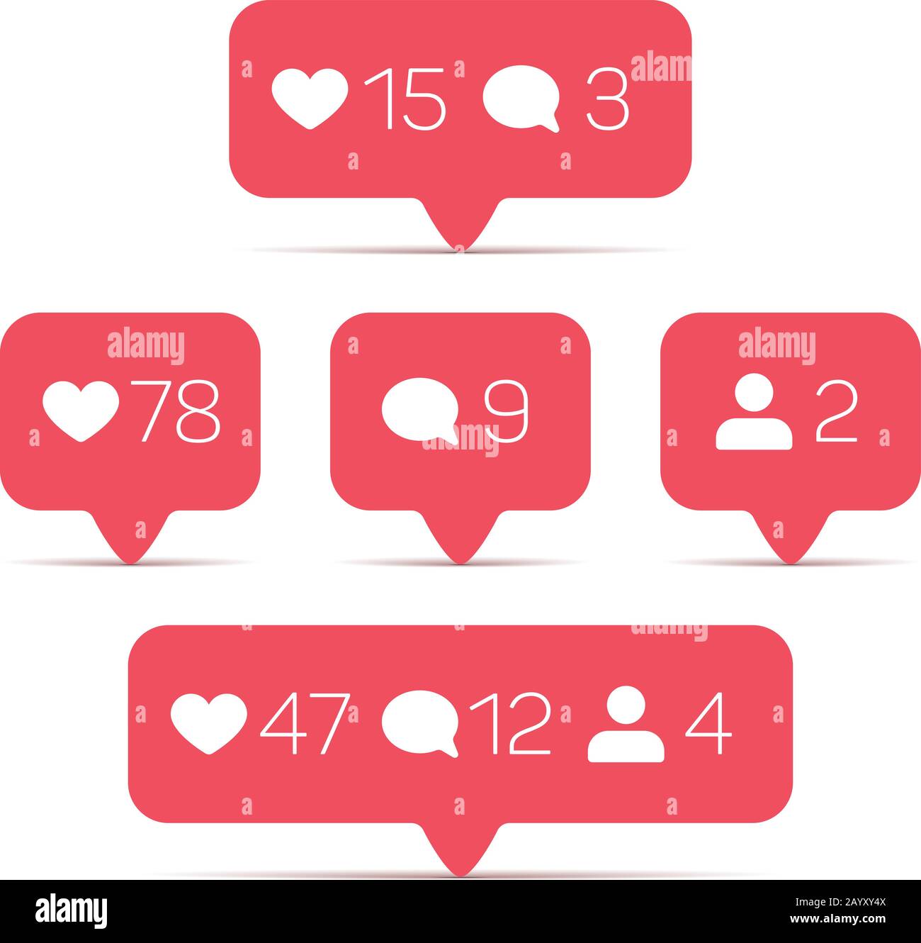 Like, follower, comment vector icons set. Template of counter with info ...