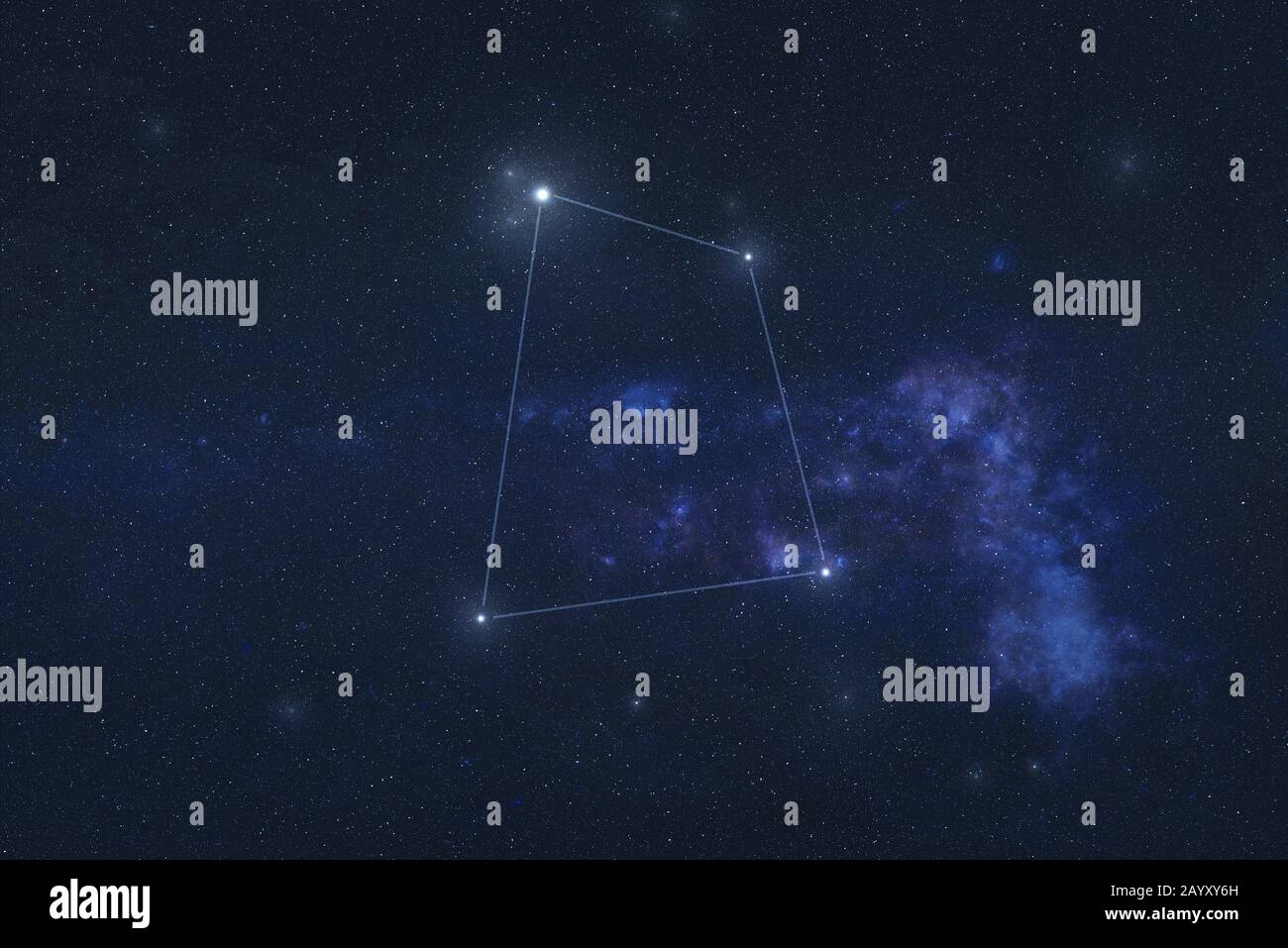 Corvus Berenices constellation stars in outer space. Crow constellation ...