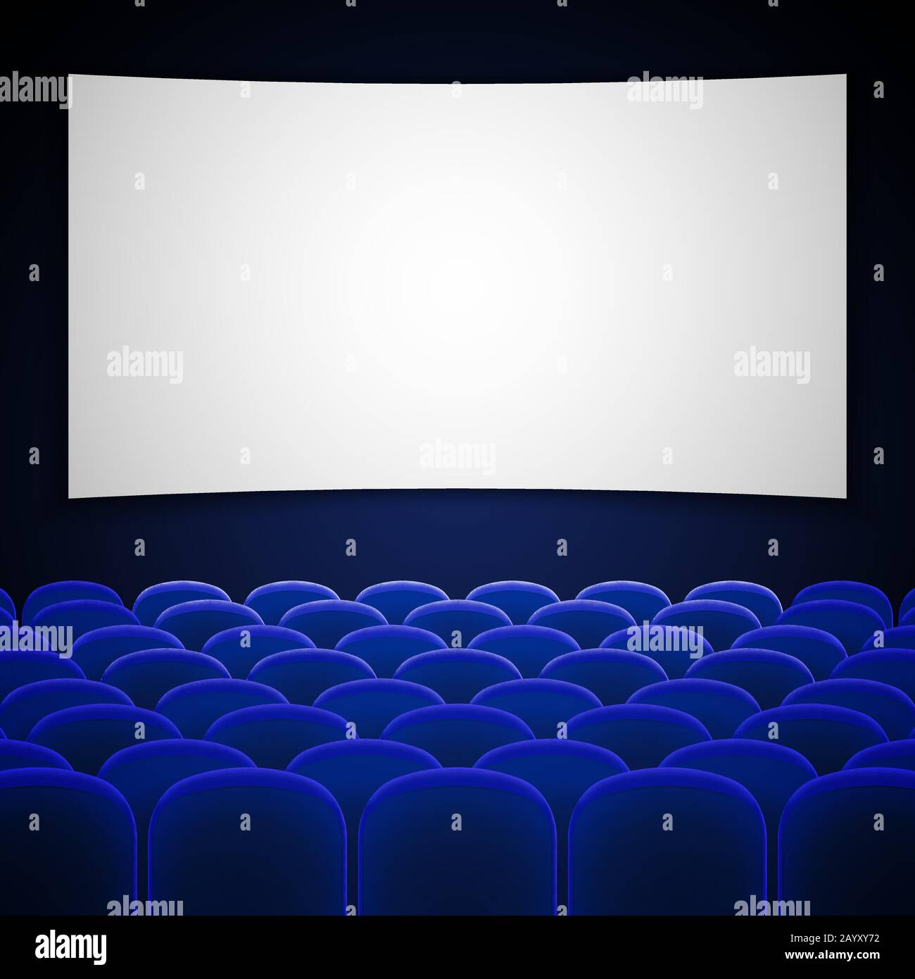 Cinema movie theatre interior vector. Interior for cinema with blue ...