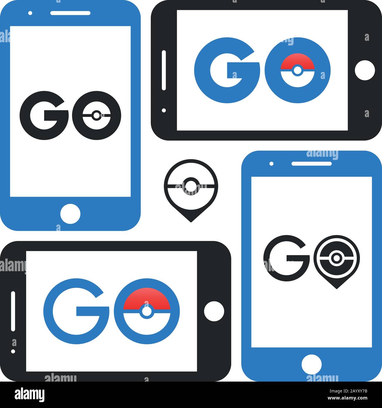 Smartphone application GO game logo screens on white background vector ...