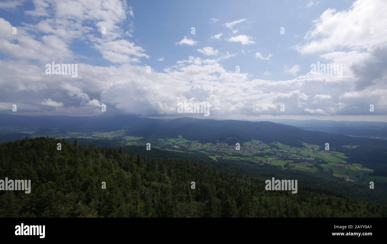Cham, Germany: Landscape around the Hohenbogen with the view in the ...