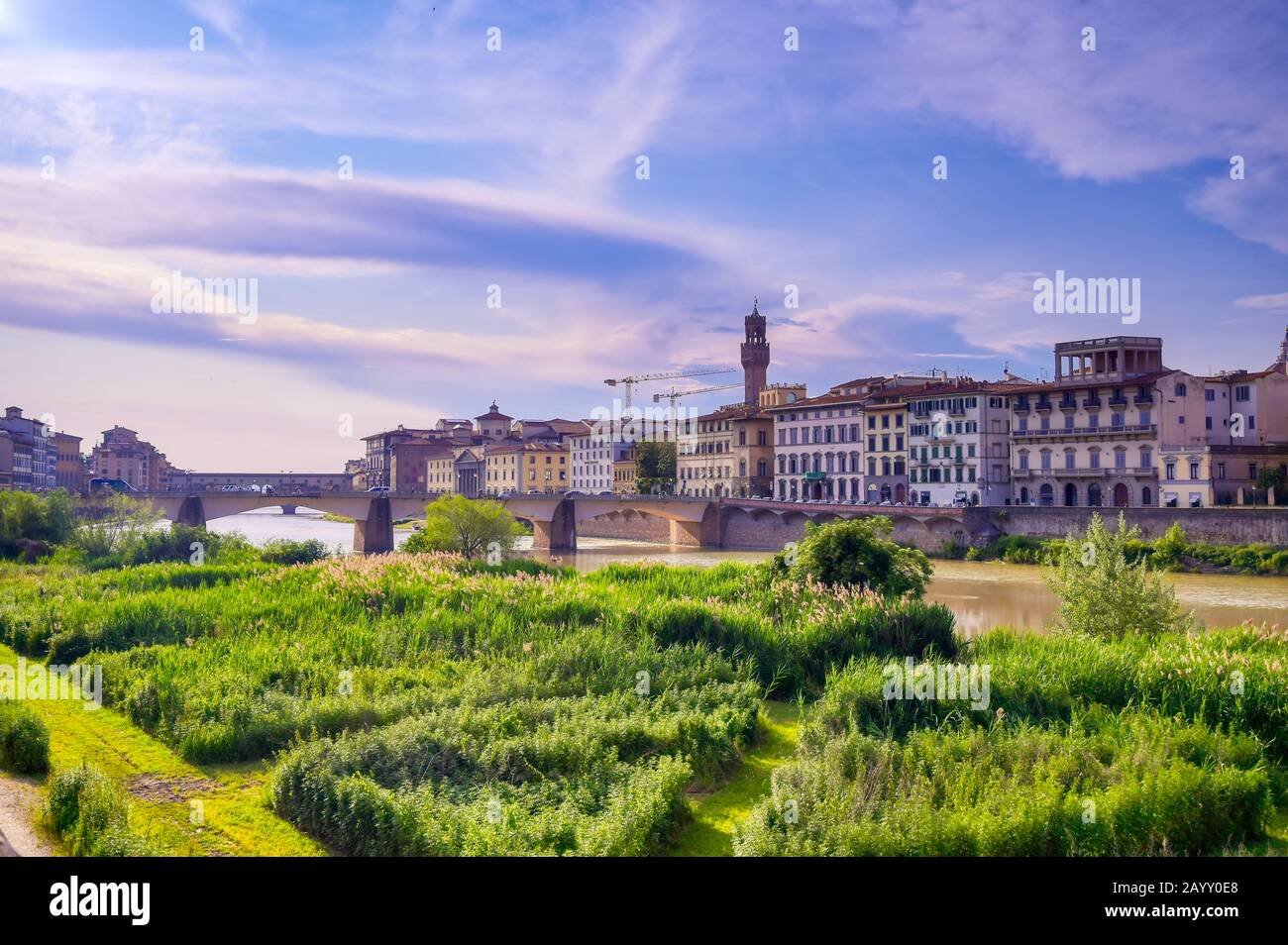 A daytime view along the Arno River in Florence, Italy Stock Photo - Alamy