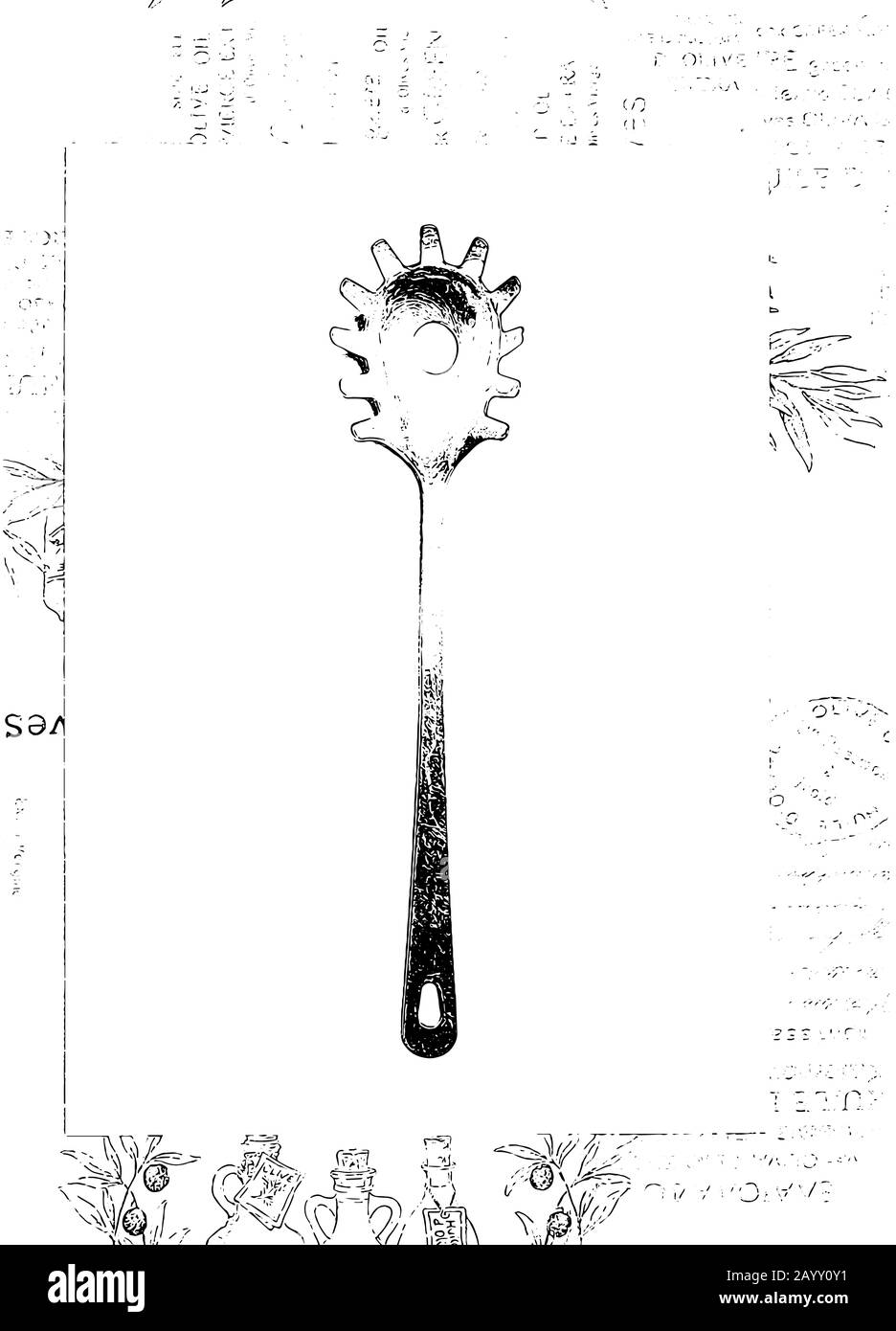 pasta serving utensil in a high contrast illustration Stock Photo - Alamy