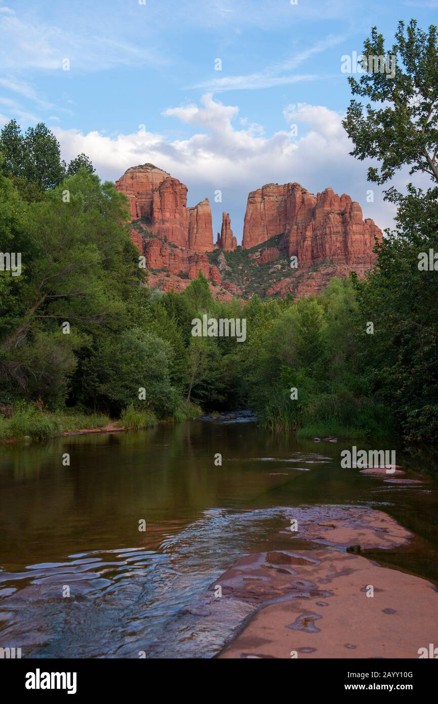 View of Cathedral Rock from Red Rock Crossing in Sedona, Arizona, USA ...