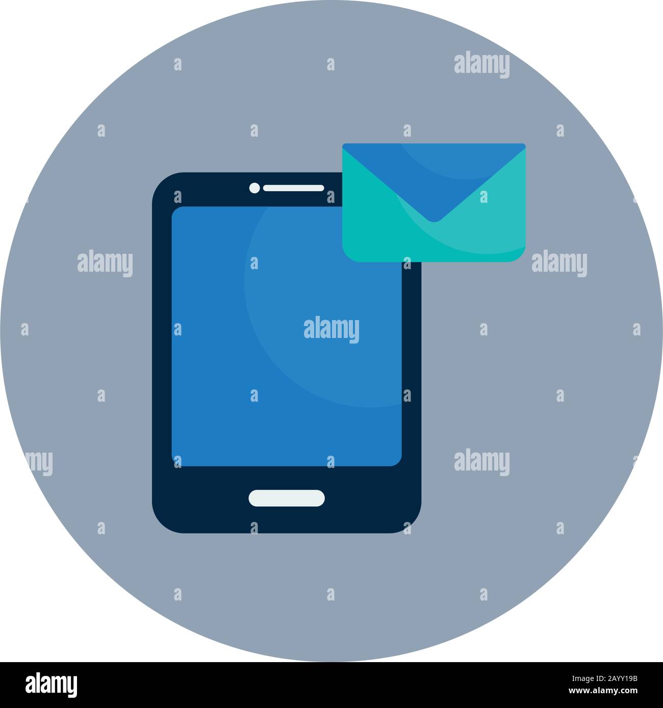 Smartphone and envelope flat block style icon design, Cellphone mobile ...