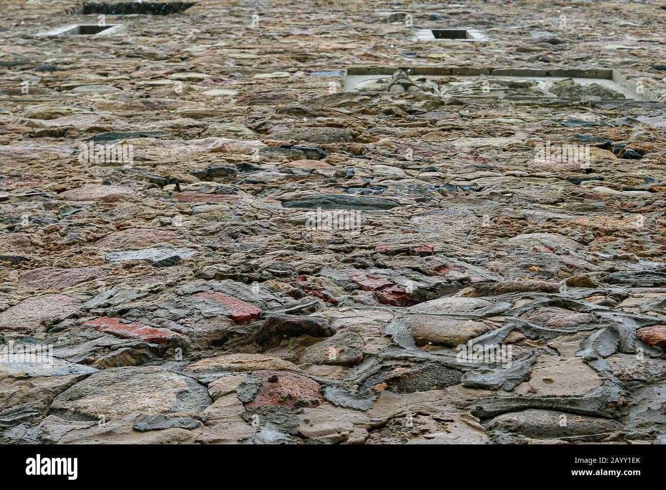 An old rustic Middle Age stone wall Stock Photo - Alamy