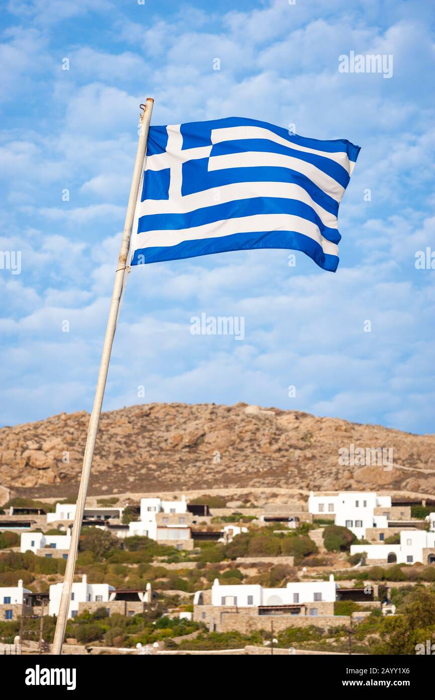 Mykonos greek flag hi-res stock photography and images - Alamy
