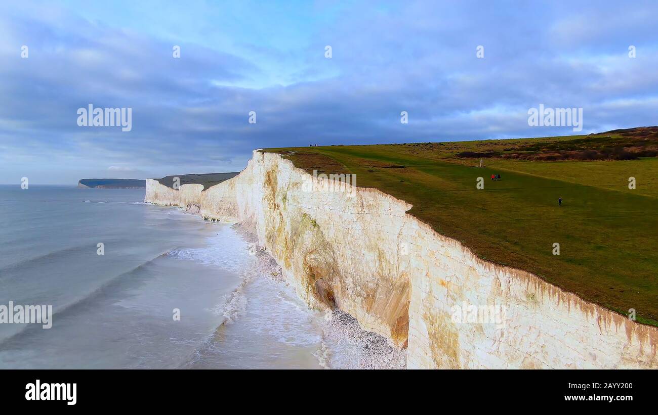 The beautiful English South Coast from above - drone footage Stock ...