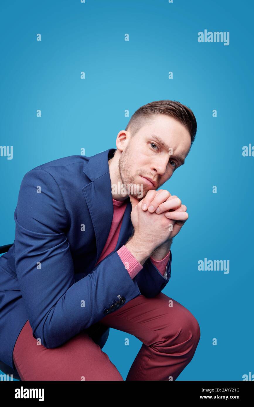 Leaning head on hands hi-res stock photography and images - Alamy