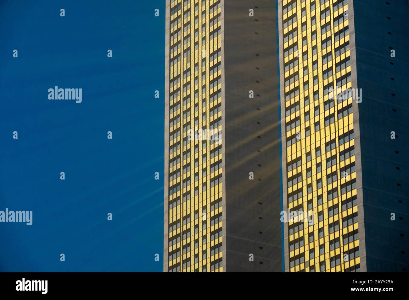 Intempo high rise residential property, Benidorm, Spain. Sun rays ...