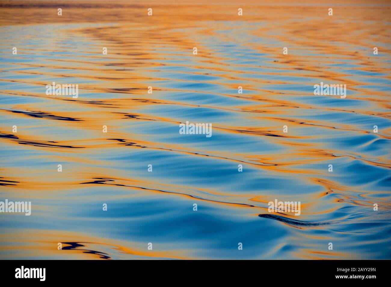 Artsy ripples at sunset on Frederick Sound in Southeast Alaska, USA ...