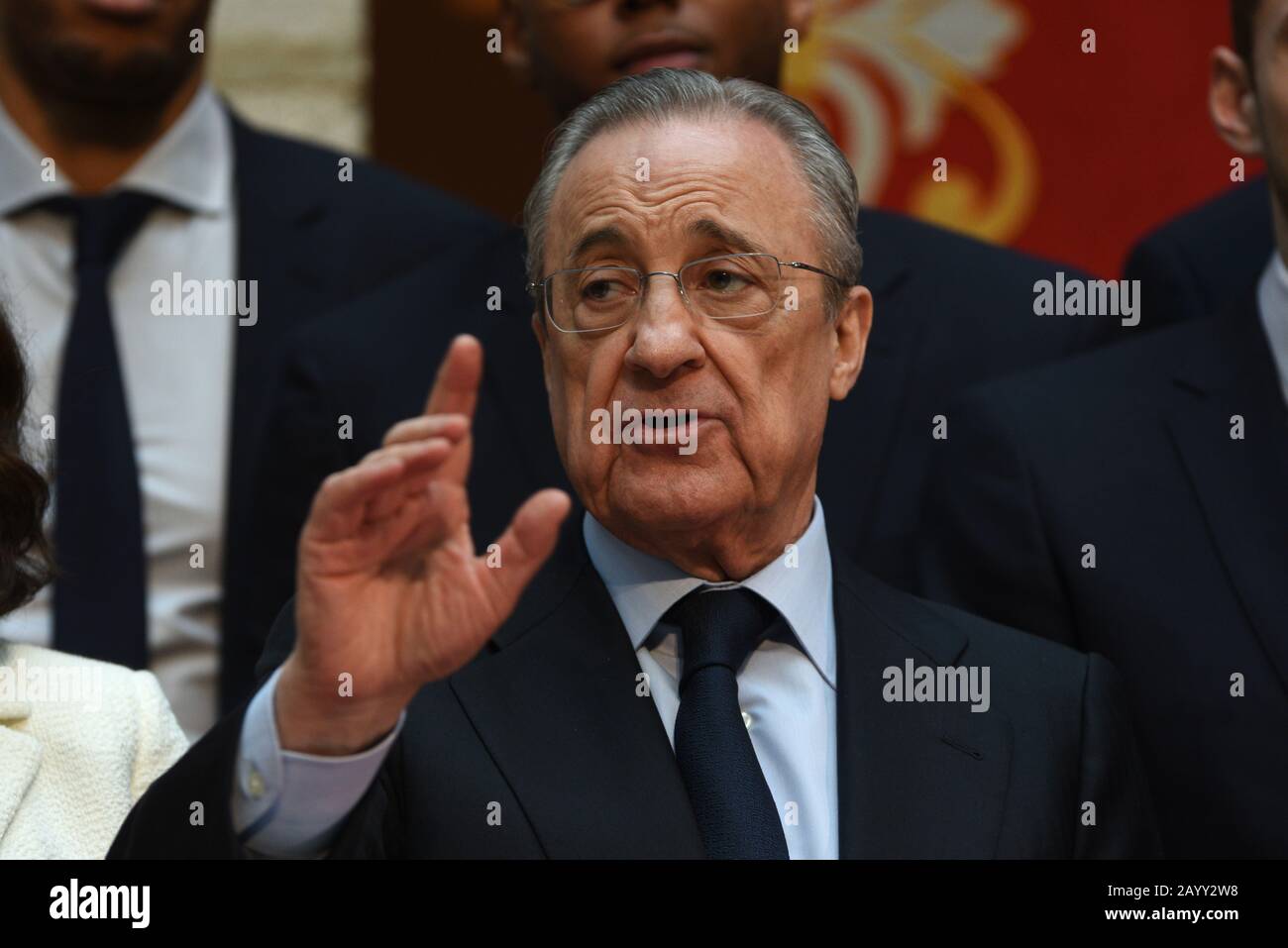 President of Real Madrid, Florentino Pérez speaks during the ...