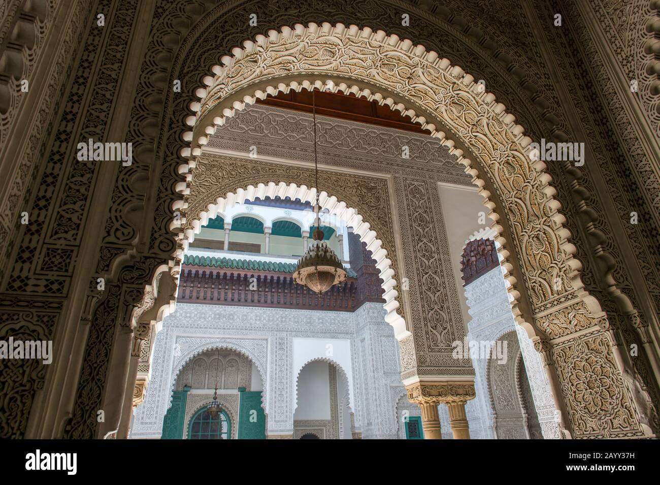 Inside the Mahkama du Pacha, a working courthouse, in Habous, one of ...