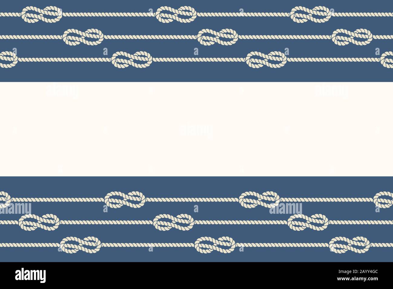 Marine ropes and knots borders frame. Design graphic element, loop ...