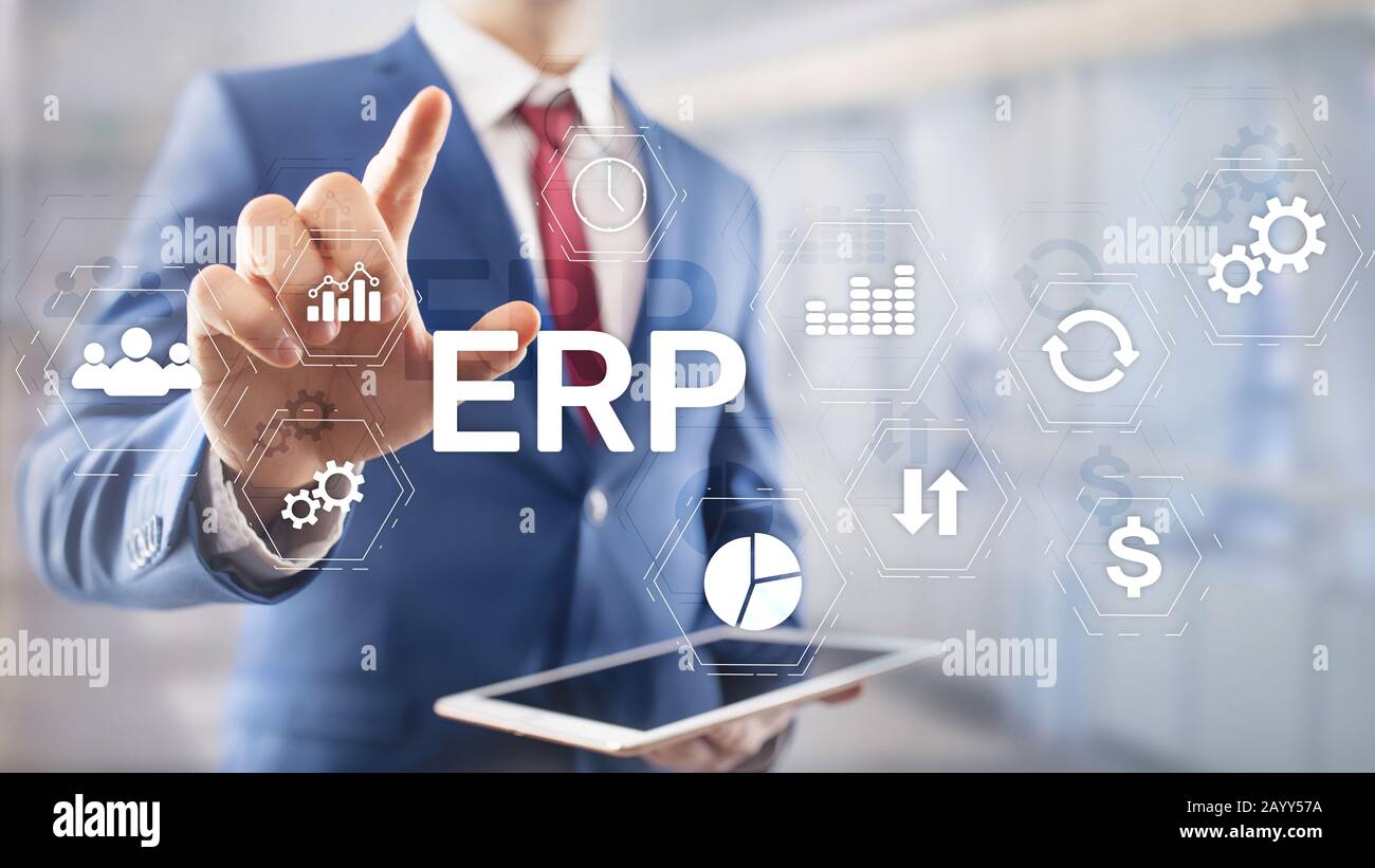 ERP system, Enterprise resource planning on blurred background ...