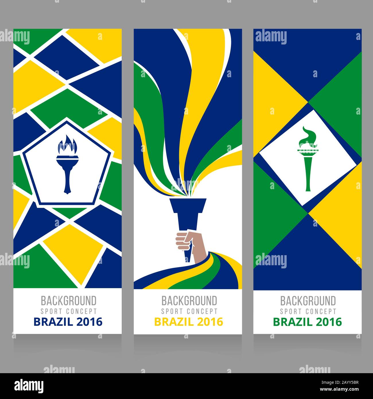 Vector banners flyers with torch flame. Sport competition game ...