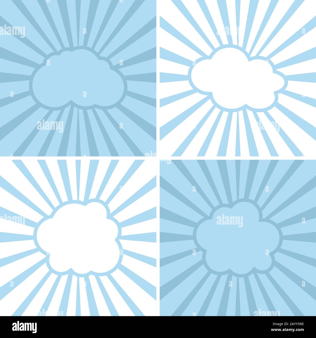 Clouds flat icons on striped background. Isolated white cloud. Vector ...
