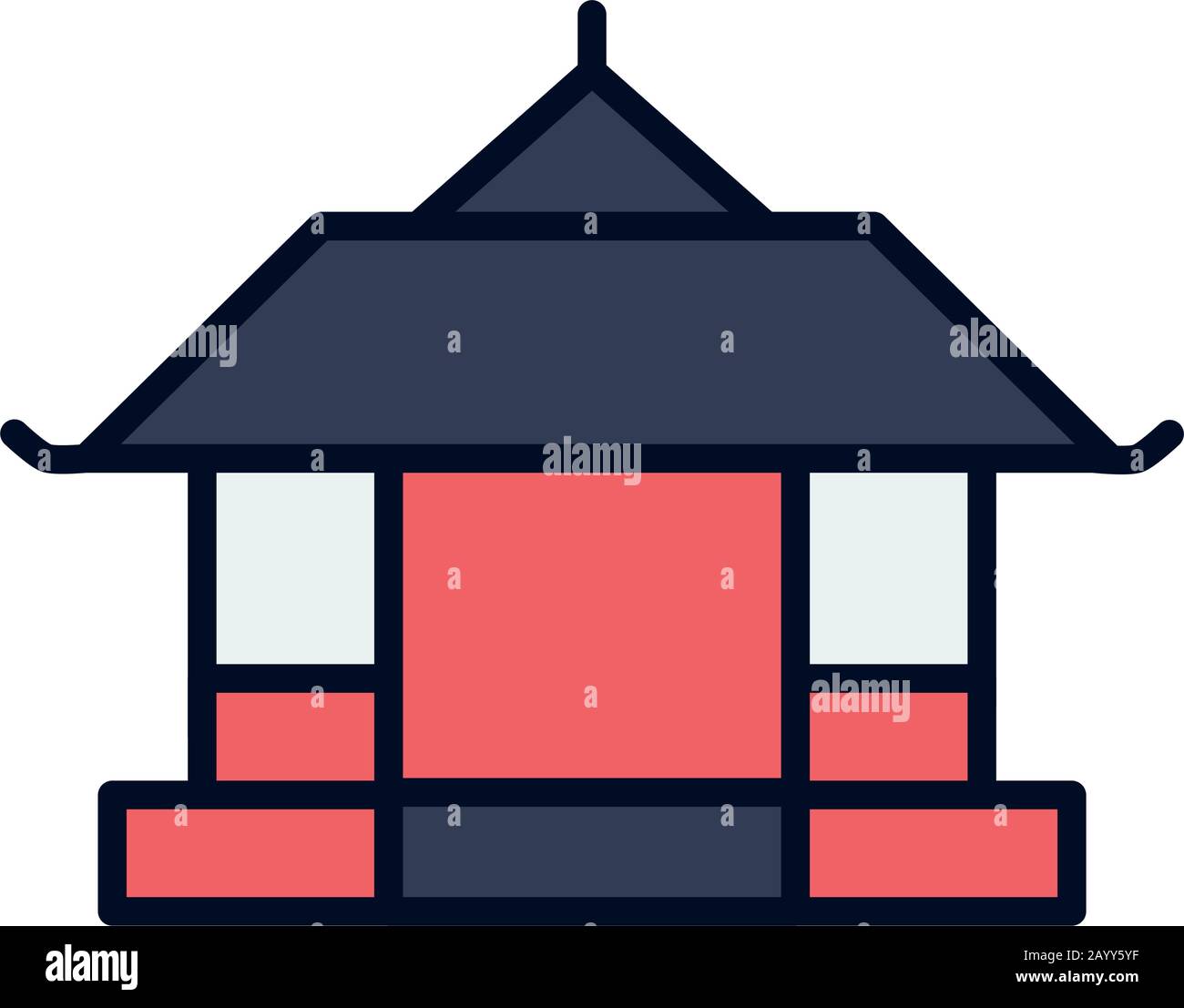 Japanese house line fill icon design, Japan culture asia travel ...
