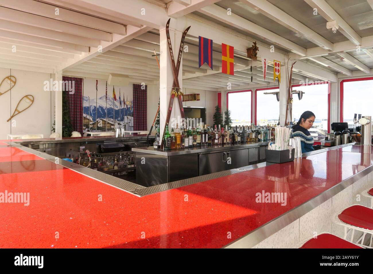 The Rooftop Ski Resort Themed Bar restaurant Chalet at the TWA Hotel at ...