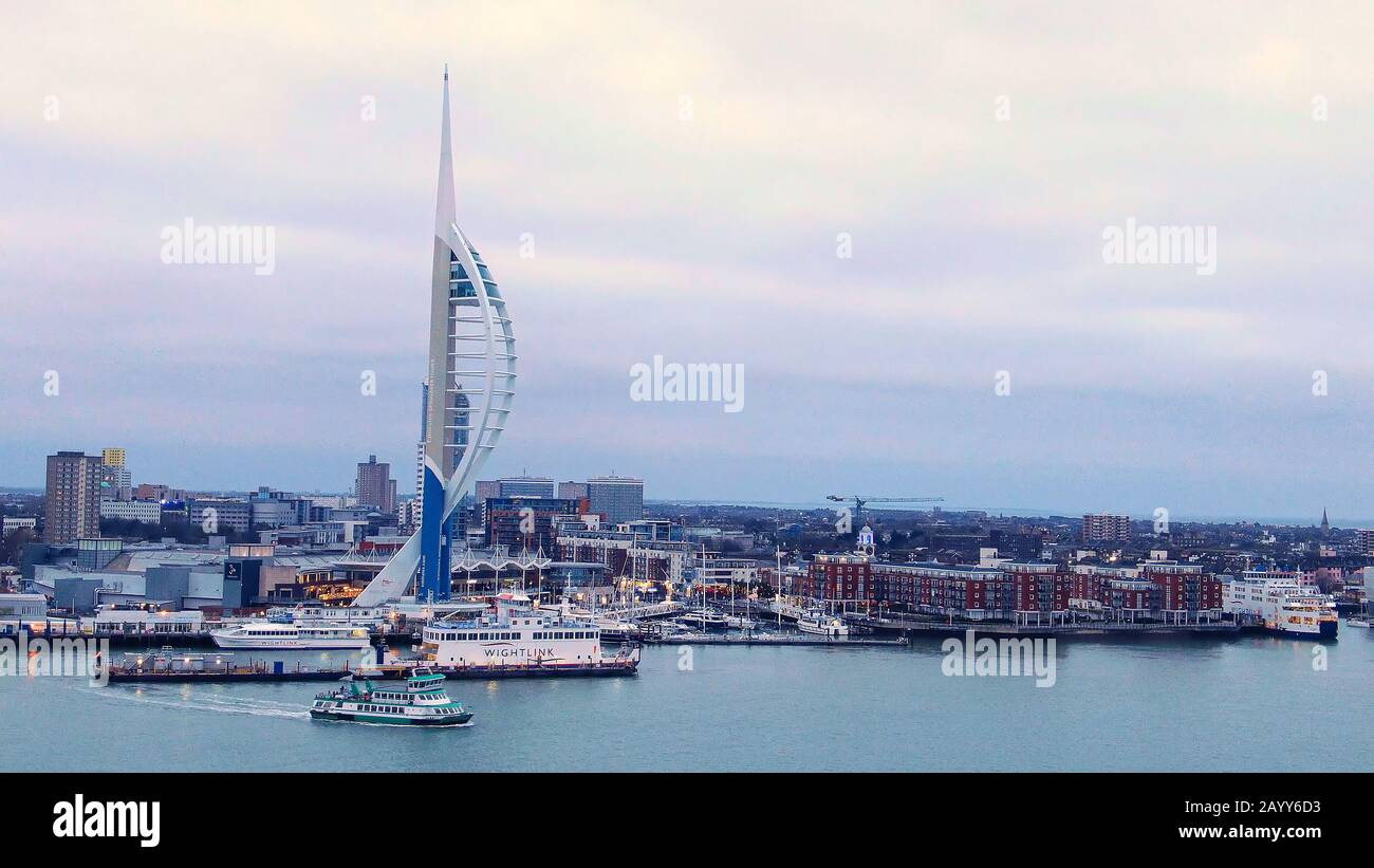 Famous Spinnaker Tower at Portsmouth - aerial view Stock Photo - Alamy