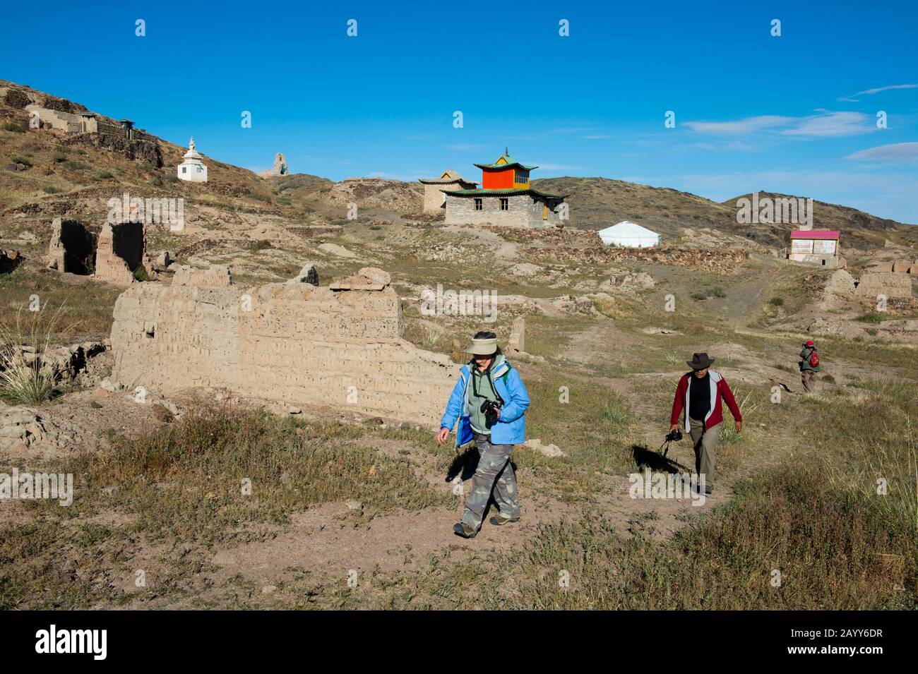 Tourists at the Ongiin Khiid monastery which was one of the largest ...