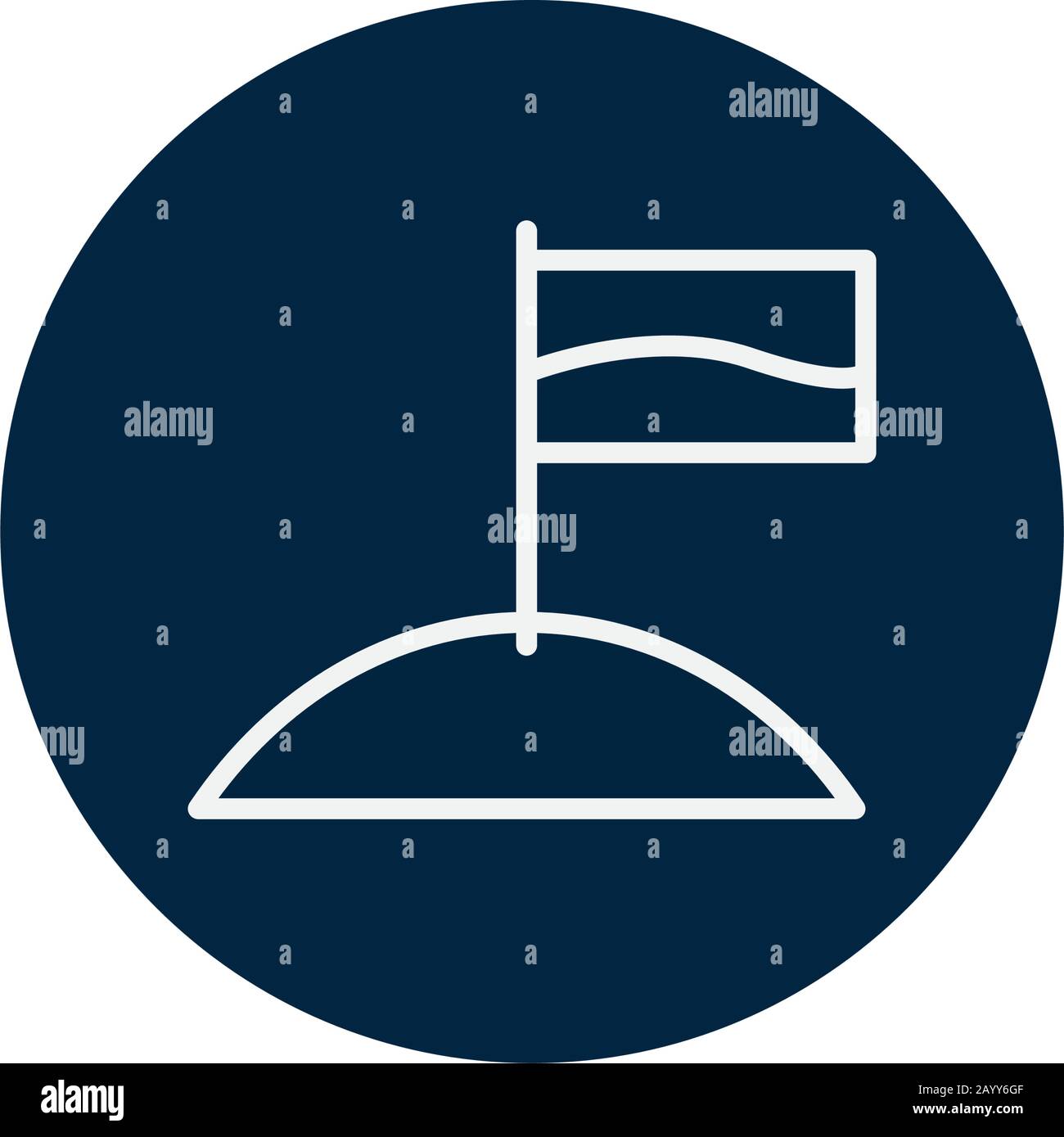 Flag over planet line block style icon of Space futuristic cosmos ...